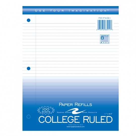 Notebook Filler Paper - College Ruled - 8 1/2" x 11" - 100 Sheets ...